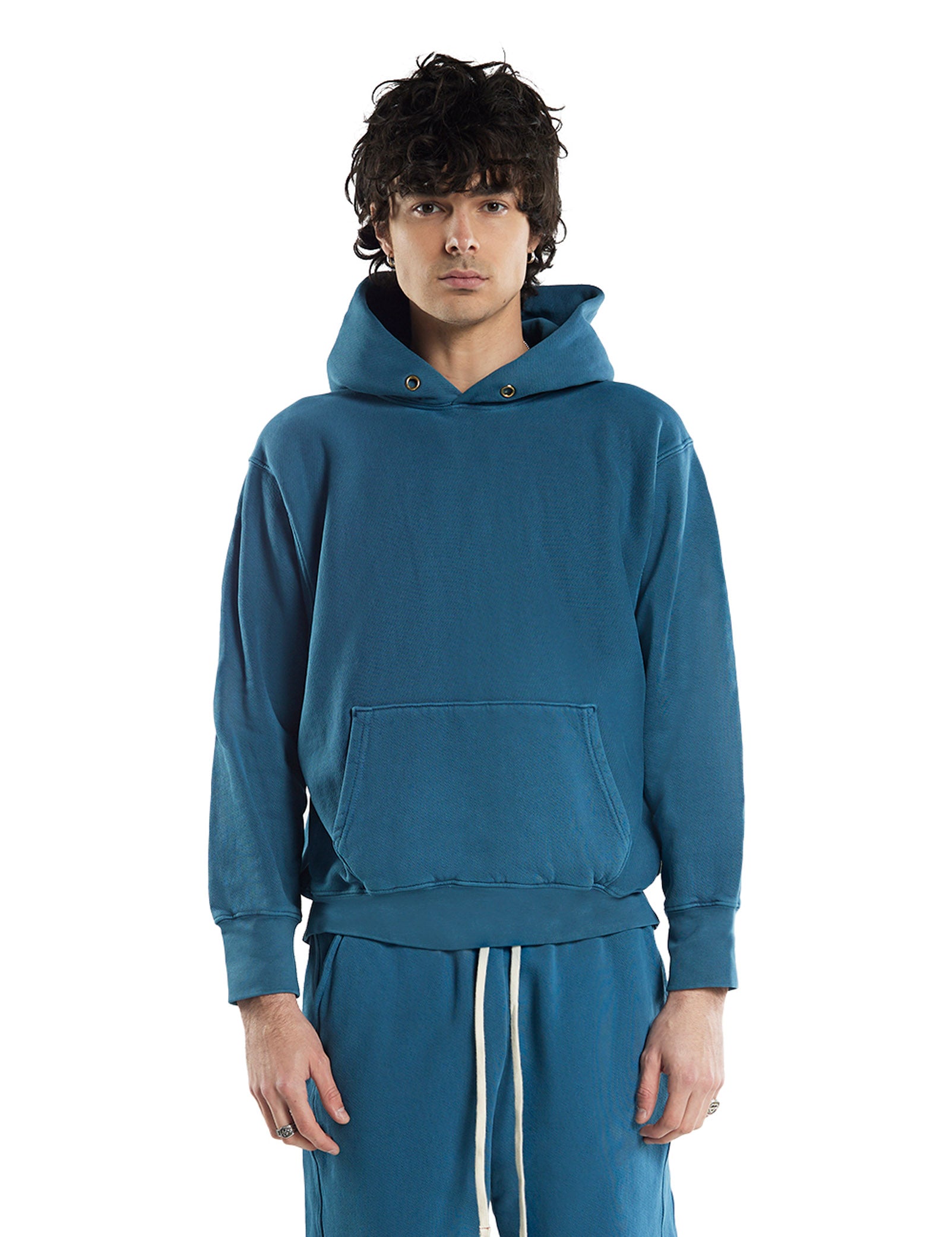Heavyweight Hoodie in Structured Fleece - Washed Deep Sea – L E S T I E N